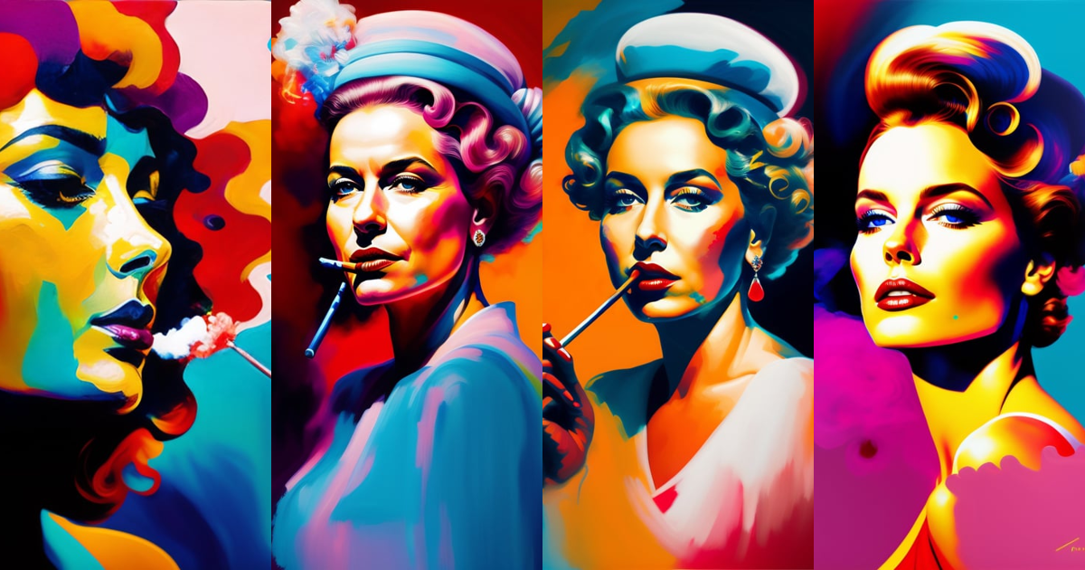 Lexica - Abstract painting of queen Elizabeth smoking