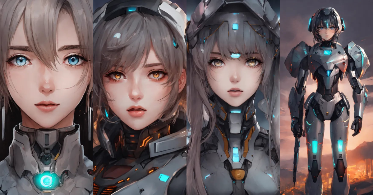 Lexica - Anime face portrait bot with grey eyes