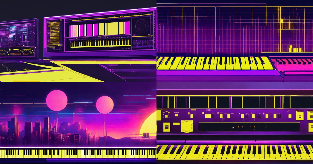Lexica - A music maker in synthwave style purple and yellow