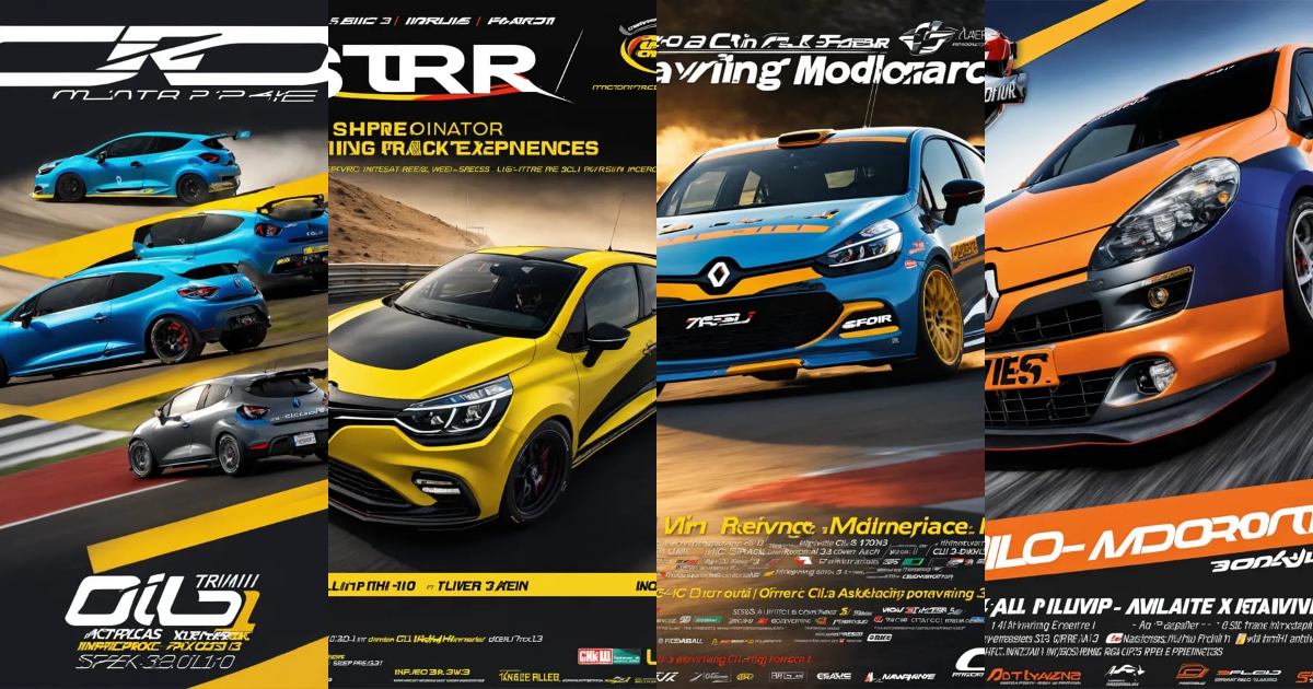 Lexica - Picture a captivating motorsports flyer showcasing three ...