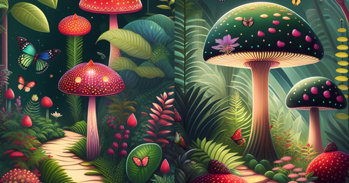 Lexica - Magic trippy strawberry jewel encrusted mushrooms grow through ...