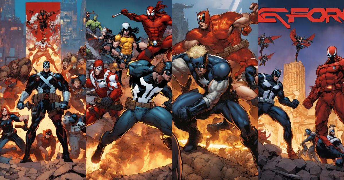 Lexica - Marvel bedlam xforce in action without words or logos