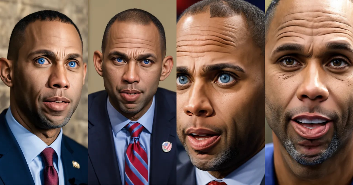 Lexica - HAKEEM JEFFRIES SILVERY-BLUE EYES, ANGRY, MAD YELLING, CROOKED ...