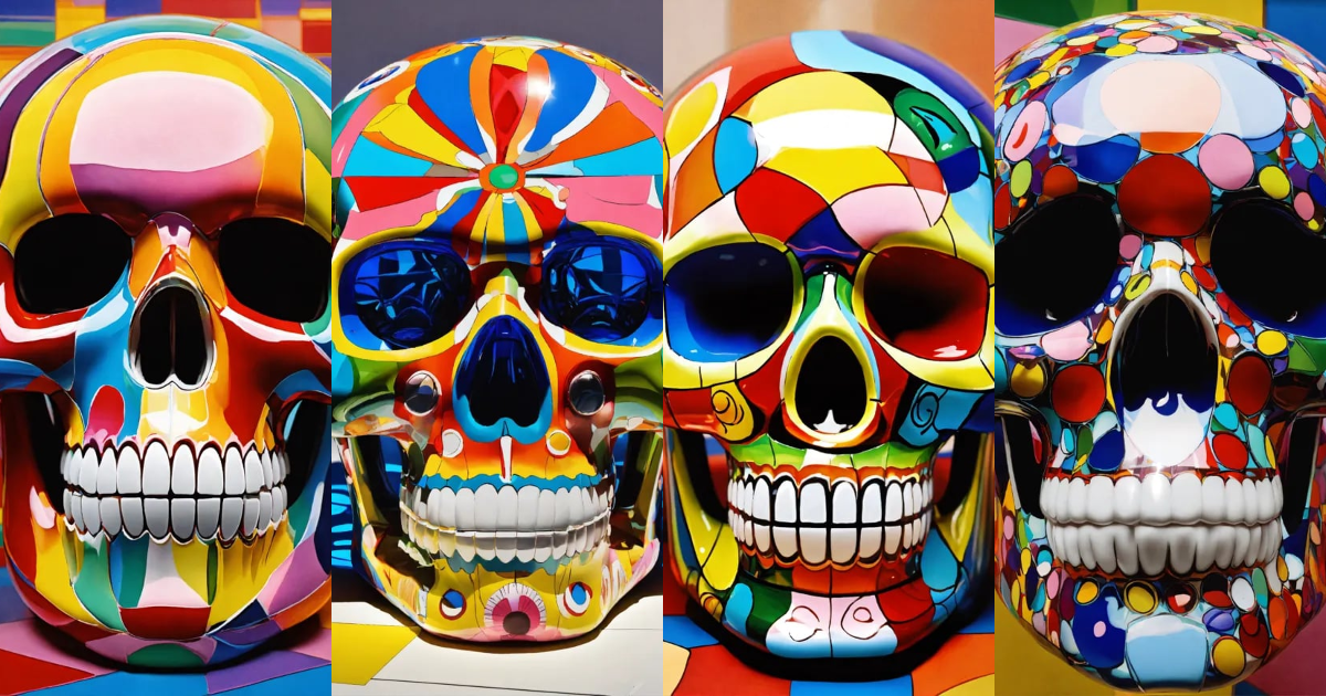 Lexica - Mexican Skull glass Pop Art Cubist Murakami Jeff Koons