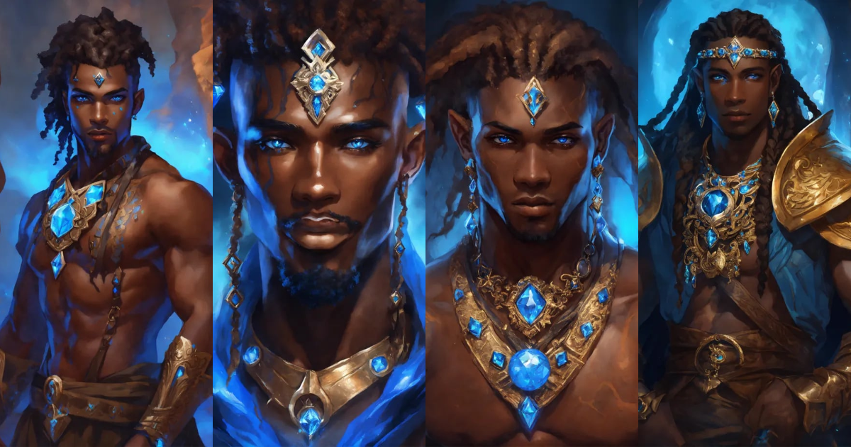 Lexica - Fantasy portrait of male earth genasi, brown skin, rock ...
