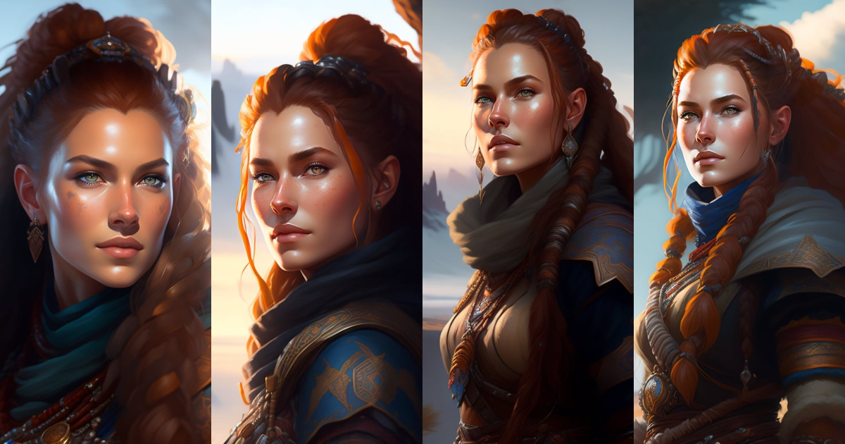 Lexica - A detailed portrait of a aloy horizon zero dawn, by justin ...