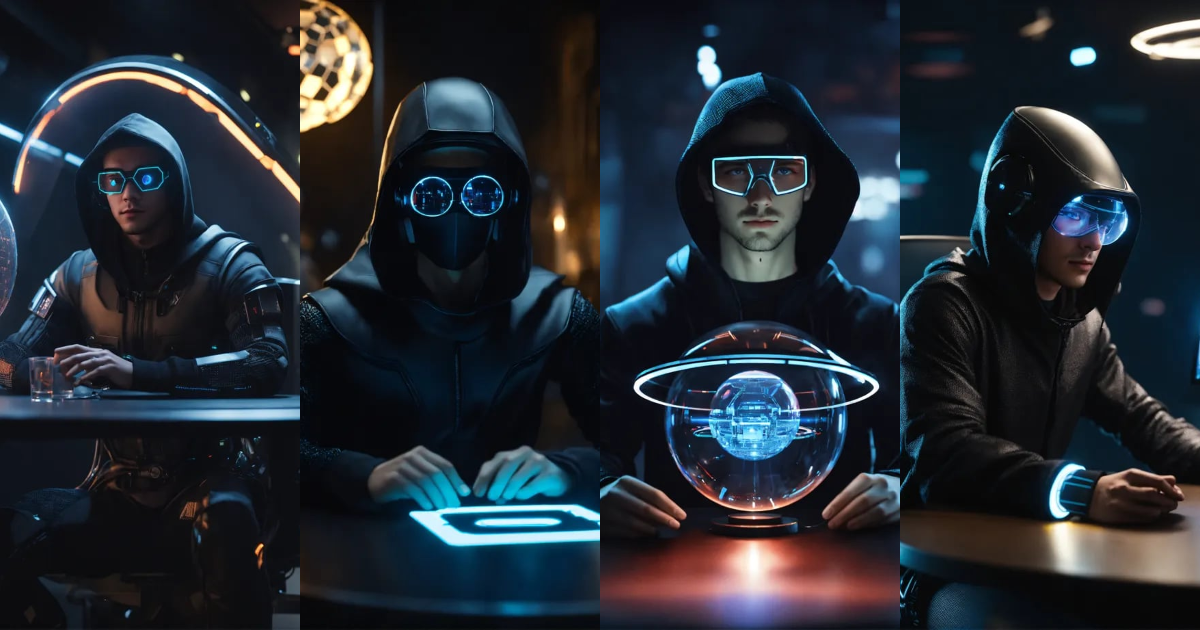 Lexica - Nerdy 25 year old male hacker wearing futuristic black ...