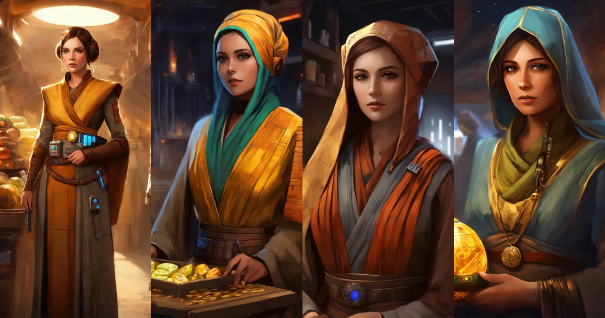 Lexica - Digital art of a Star Wars merchant woman.