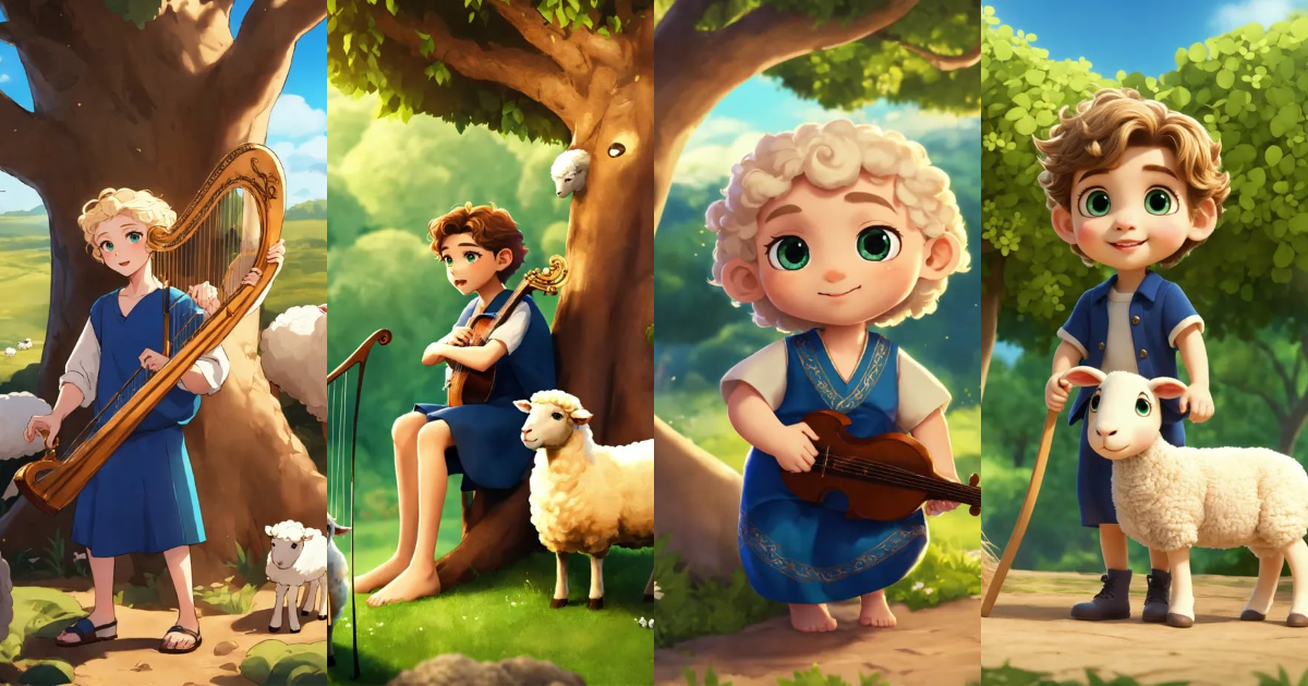 Lexica - Animation Cute boy cartoon, harp Animation , Green eyes, 15 ...