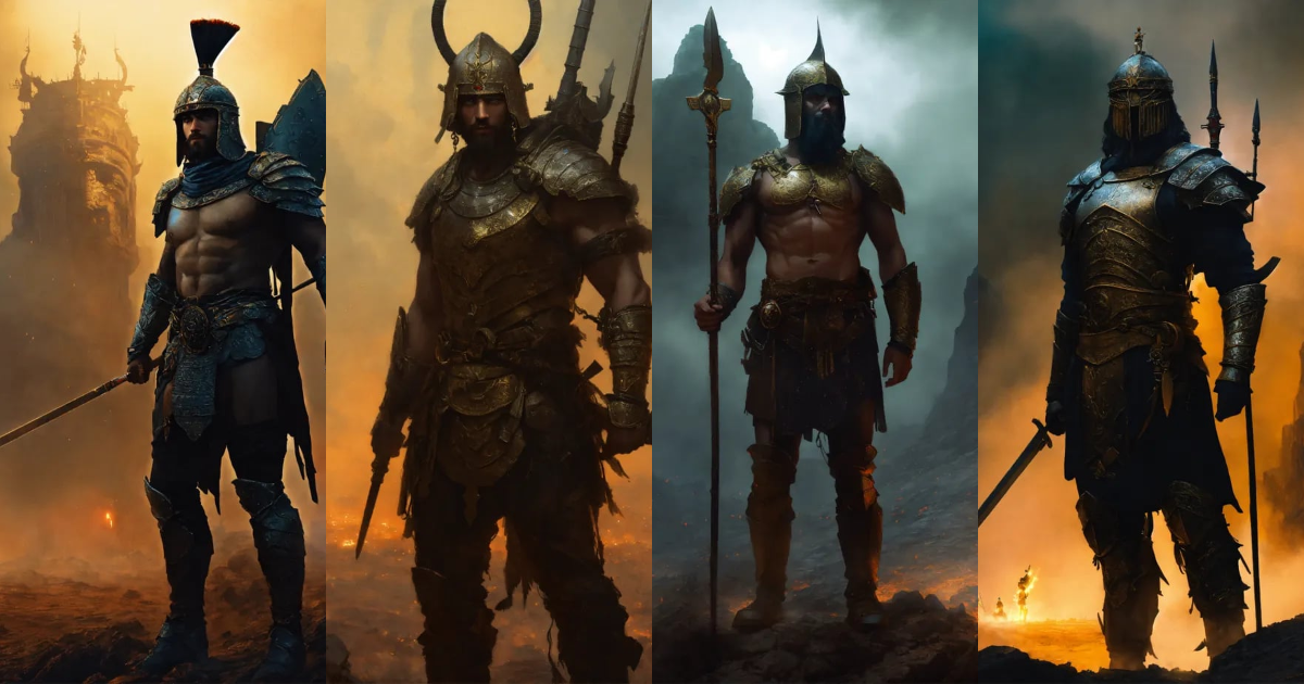 Lexica - Goliath in phillistine armor standing above a young David the ...