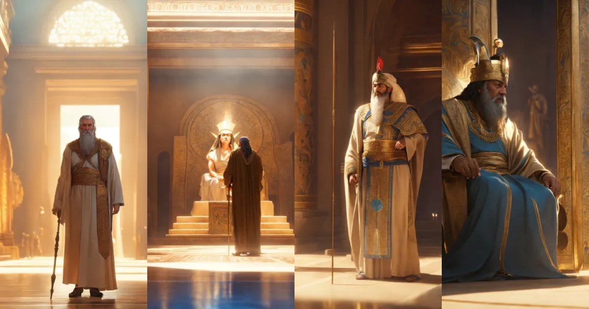 Lexica - Old Moses with his staff, Hebrew robes, talking to Pharaoh ...