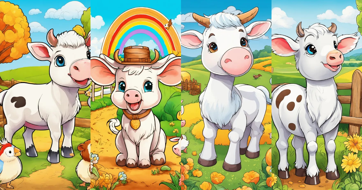 Lexica - Generate a cute FARM ANIMALS, super eye-catching illustration ...