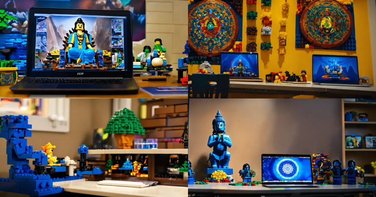 Lexica - (A Lego Shiva statue on an office table. Shiva is meditating ...