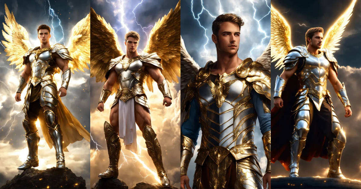 Lexica - Full body strong handsome white male god angel with wings ...
