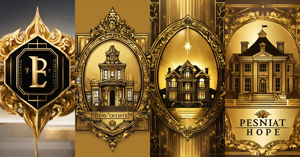 Lexica - An opulent real estate logo showcases a gold-rendered estate ...