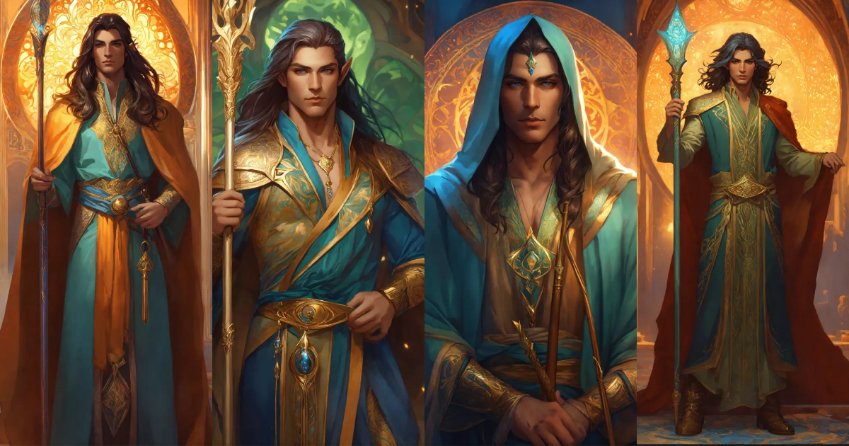 Lexica - Persian Male Elf Wizard with magical staff, high cheekbones ...