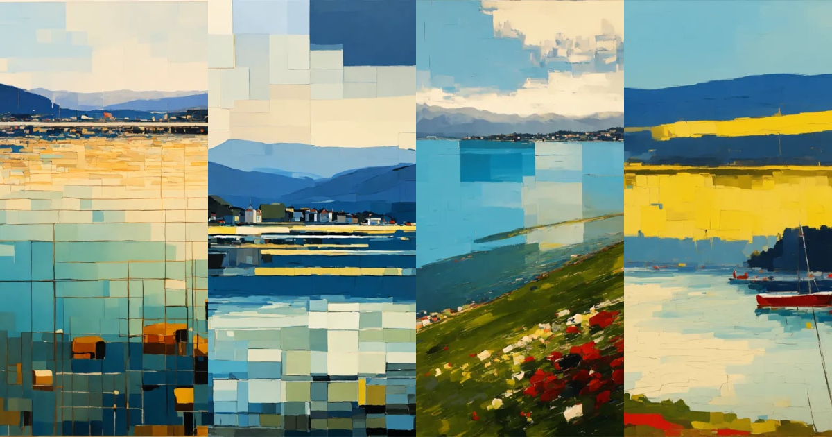 Lexica - Le lac de Genève, paysage, oil painting, transparent, in style ...