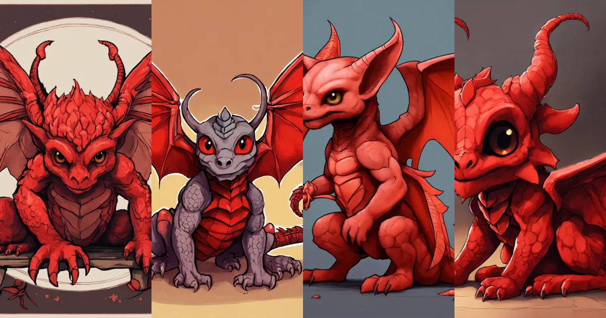 Lexica - Drawing of a small red cute gargoyle with wings and a scorpion ...