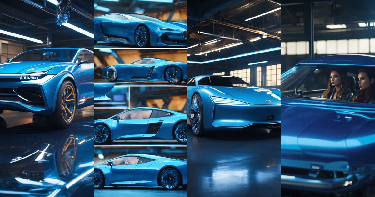 Lexica - A model in a blue futuristic car, fx, realistic, for a ...