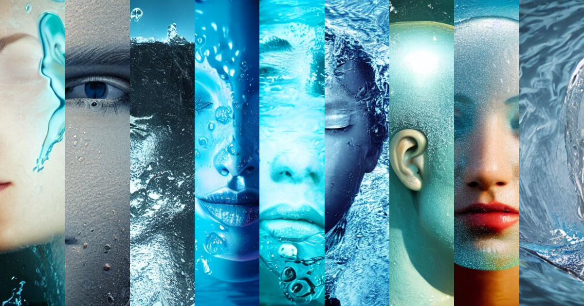 Lexica - Water artwork manipulation in the shape of a human head, on ...