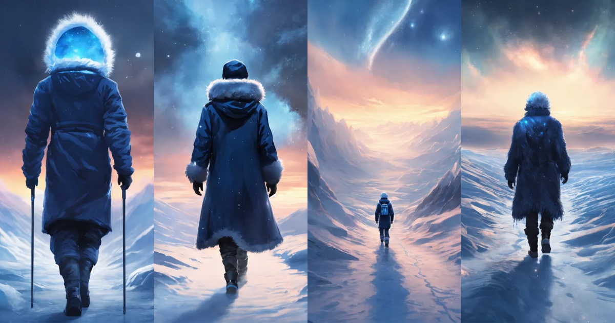 Lexica - Dreamy fluffy fluid eskimo walking pose of a ice path the ...