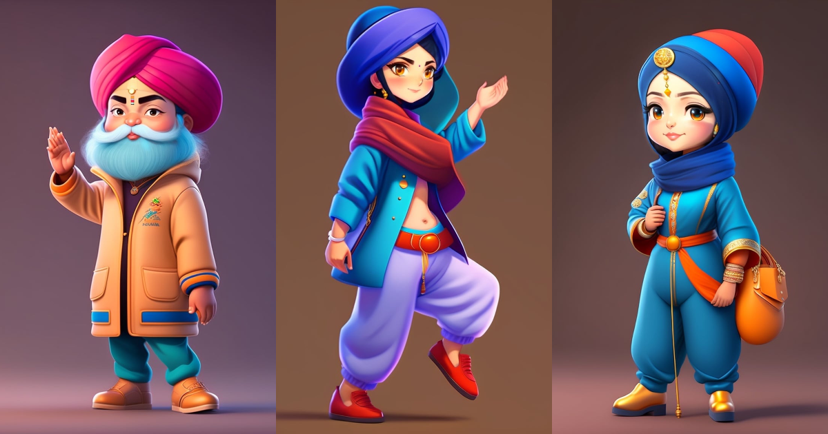 Lexica - A sikh character has something in her hand, in style of studio ...