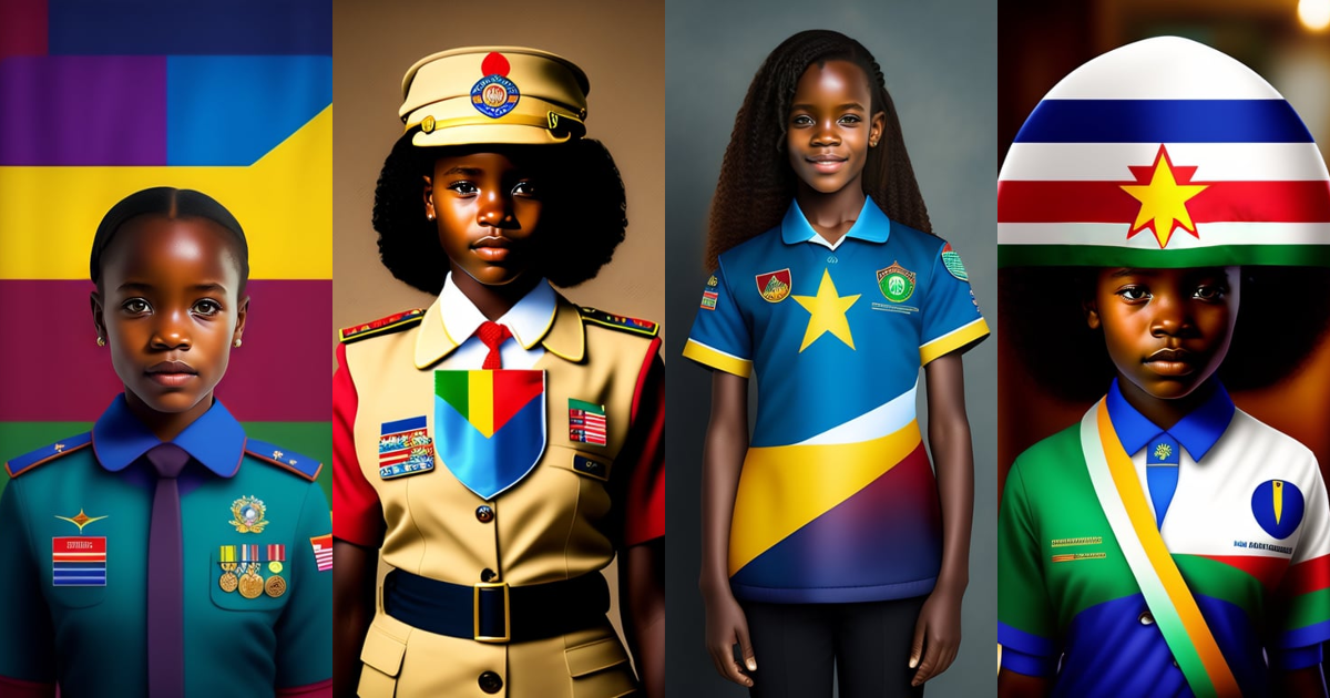 Lexica - Congolese rdc girl scout in uniform flag