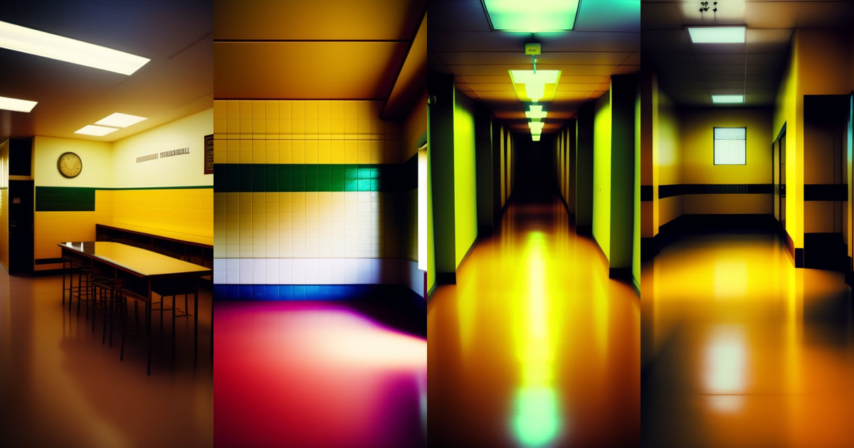 Lexica - Low quality photograph liminal space empty high school ...