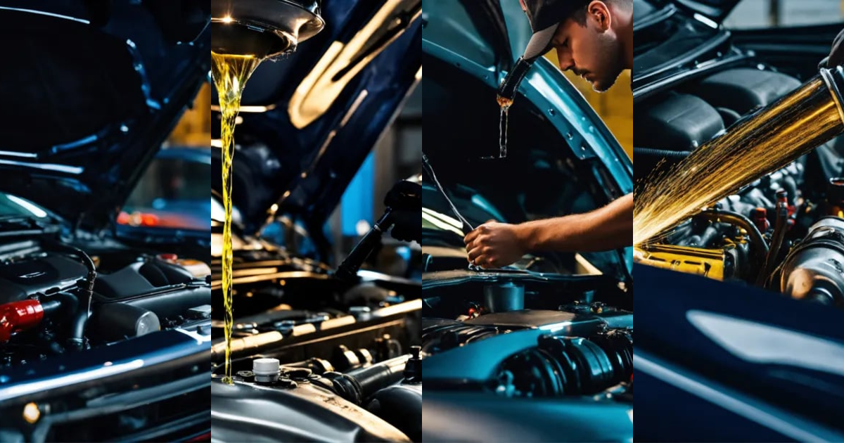 Lexica - A mechanic pouring liquid into a car engine, captured in a ...