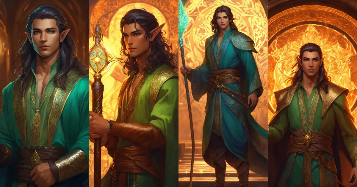 Lexica - Handsome Turkish Male Elf wizard with glowing magical staff ...