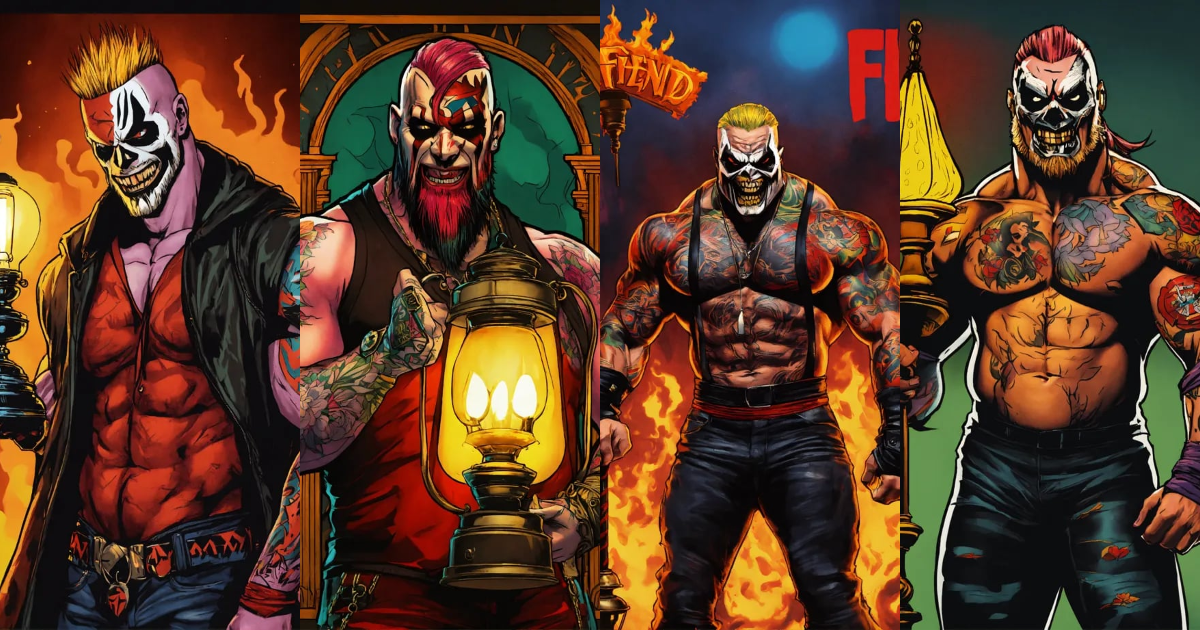 Lexica - The fiend wwe wrestler holding a lamp comic book style tattoo ...