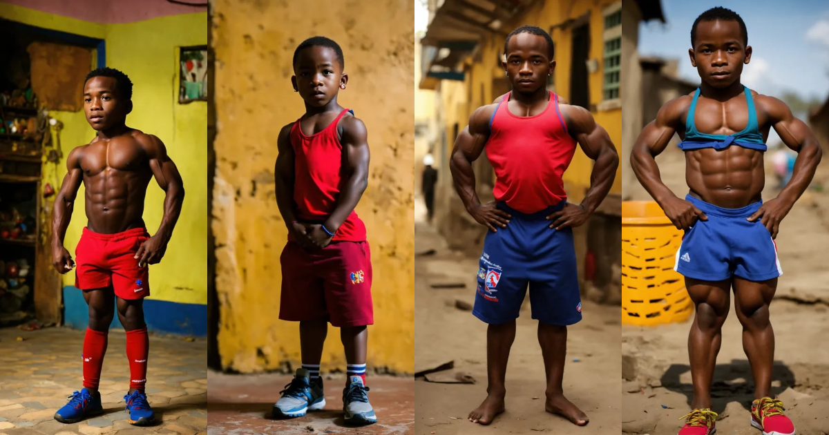 Lexica - Shrunk tiny Haitian bodybuilder