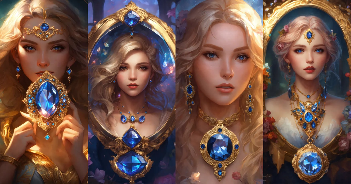 Lexica - Crystal medallion , inside the locket there are four sapphires ...