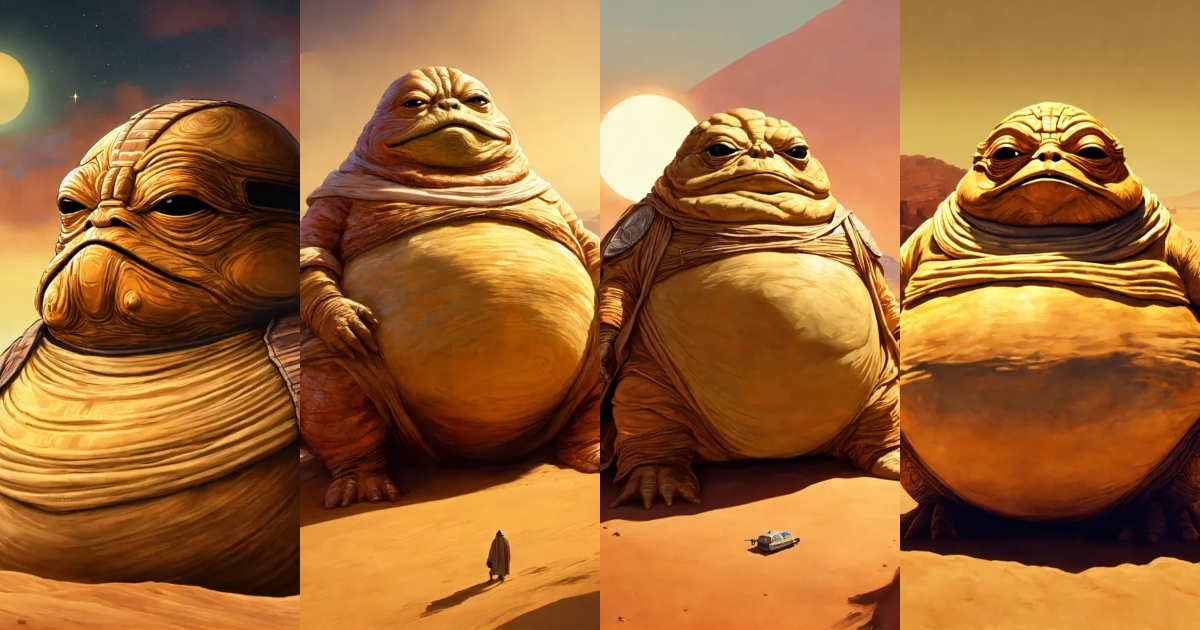 Lexica - Digital art of a Hutt on Tatooine.