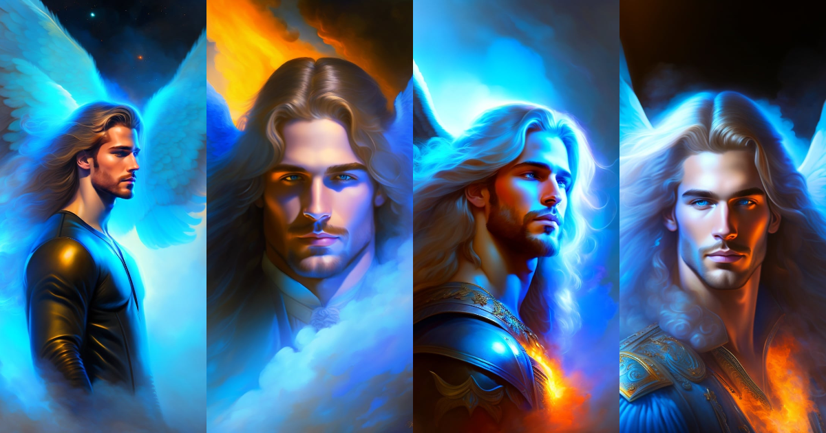 Lexica - Guardian Angel Portrait, Front, Male, Majestic, Long Hair, Dark Blonde, Long Wings ...