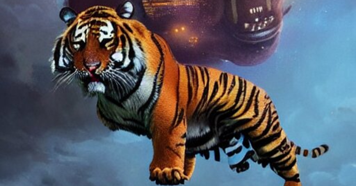 Lexica - Tiger flying in the sky ; cat flying in the sky ; panther ...