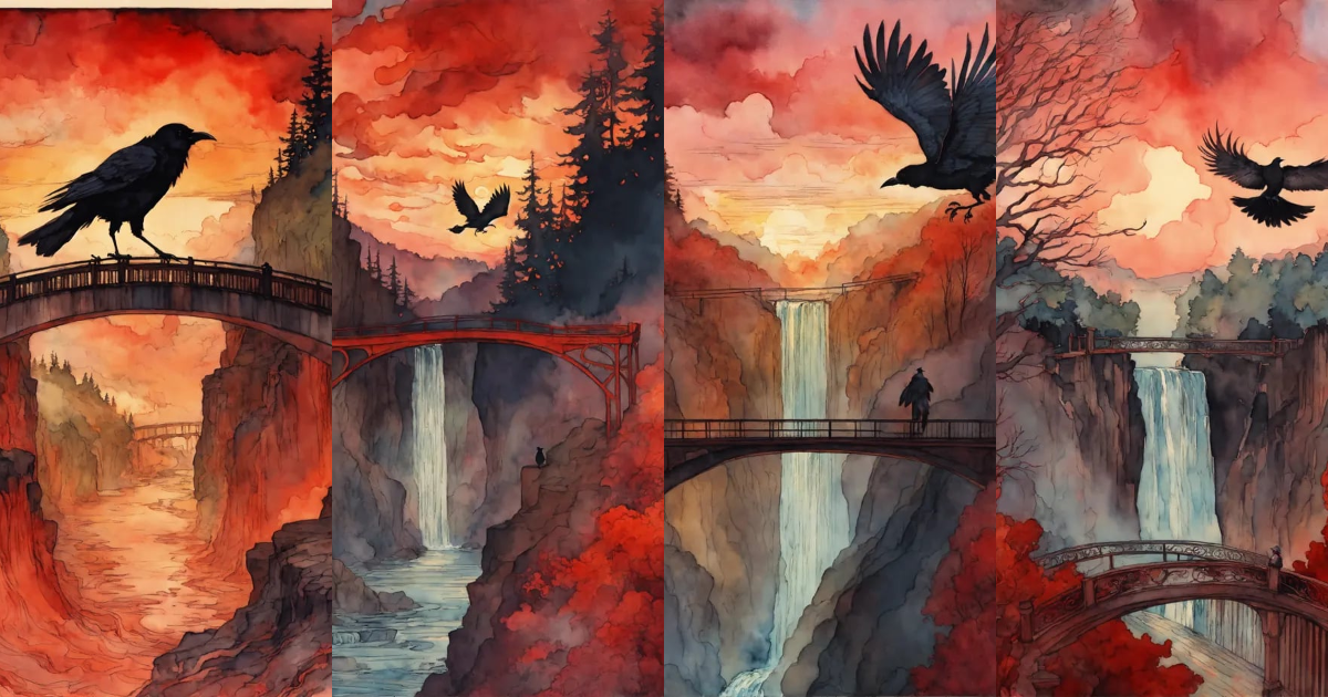 Lexica - A Crow silhouette flying through the smoke. A silhouette ...
