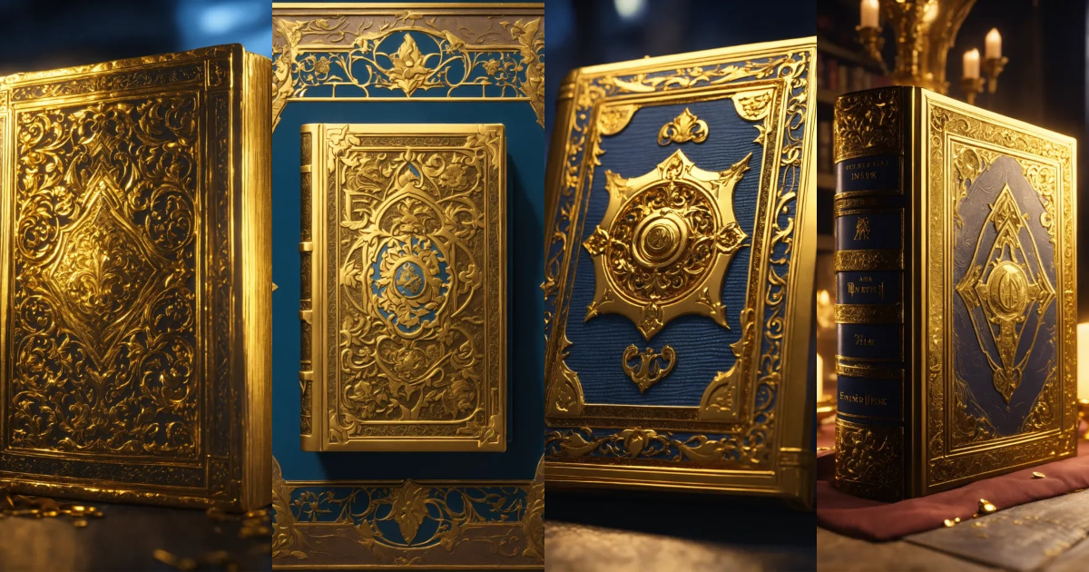 Lexica - Enchanted tome covered in embossed gold, 5k, UNREAL ENGINE