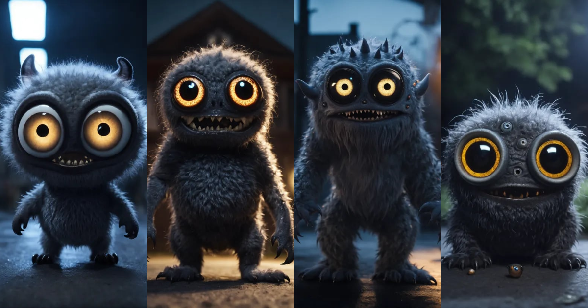 Lexica - Very cute, realistic grey monster whit many eyes standing in ...