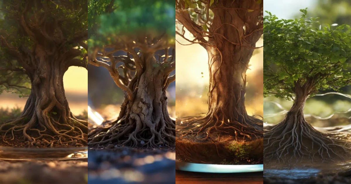 Lexica - Indepth Detailed, minute details, closeup of tree roots underneath a glass, dreamlike ...