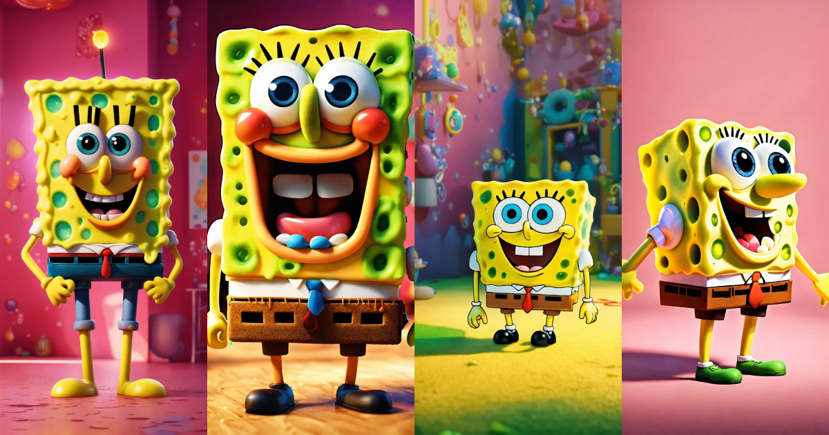 Lexica - SpongeBob ,full body image of cute ,realistic, vivid colors ...
