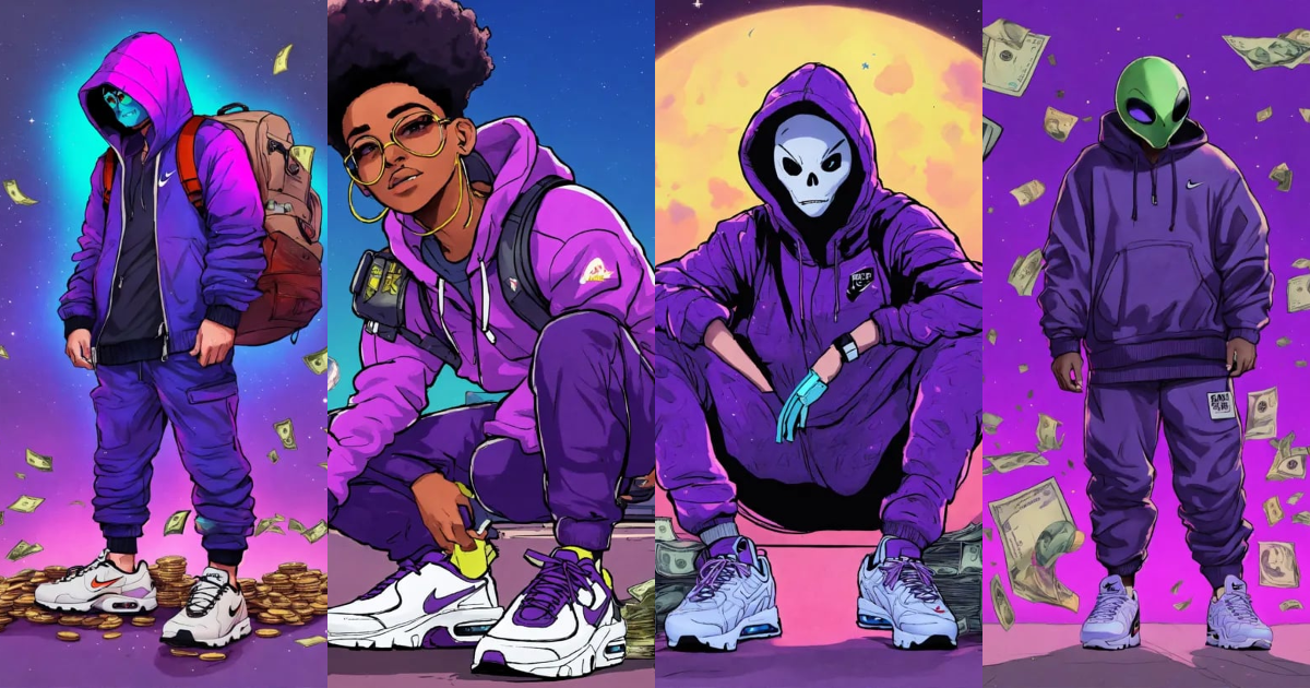 Lexica - Criminal, alien face, jogging pants, nike air max plus, pistol ...