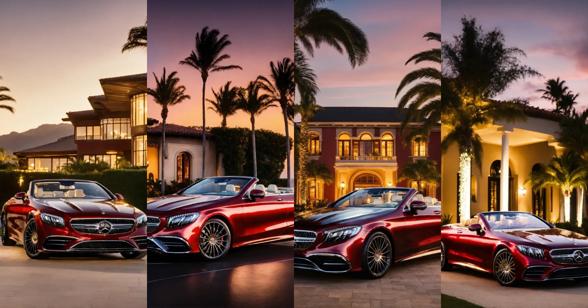 Lexica - 2020 Mercedes s500 convertible burgundy and Gold with mansion ...