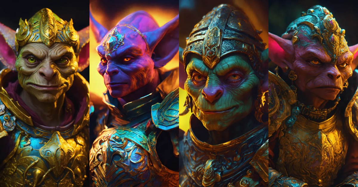Lexica - A colorful portrait of a goblin, A FIERCE goblin IN FULL ...