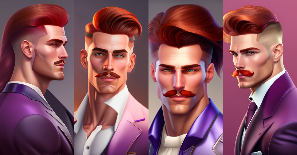 Lexica - A tall, tan man with deep red hair. His hairstlye is an messy ...