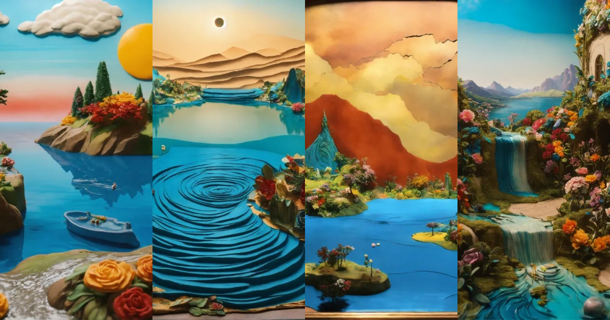 Lexica - Hand-made artwork 3D, patchwork modeling clay, wide view shot ...