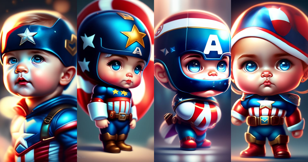 Lexica - Cute and adorable cartoon captain america baby, fantasy ...