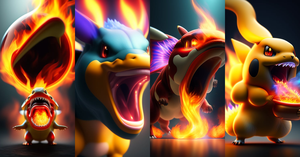 Lexica - Photorealistic pokemon Glurak breathing fire out of its mouth