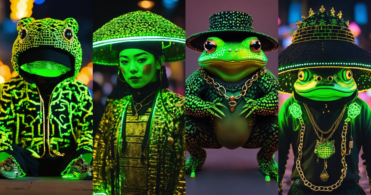 Lexica - Full body portrait A toad made out of a 3d black green light ...