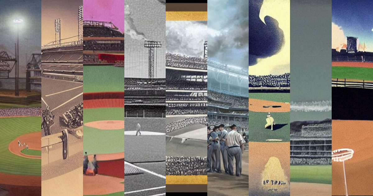 Lexica - Baseball tidal wave over 1940s baseball park, concept art, by ...